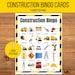 Construction Bingo, 30 Printable Construction Bingo Cards, Construction ...