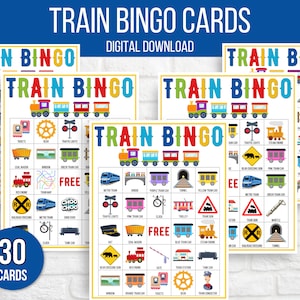 Train Bingo, 30 Printable Train Bingo Cards, Train Travel Bingo, Train ...