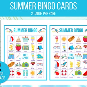 Summer Bingo, 30 Unique Printable Summer Bingo Cards, Summer Game ...