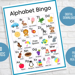 Picture Alphabet Bingo 30 Printable Alphabet Bingo (Download Now) - Etsy