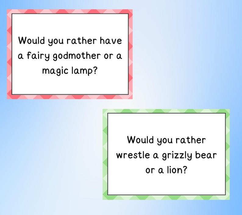 Would You Rather Questions for Kids, Conversation Starters, Road Trip ...