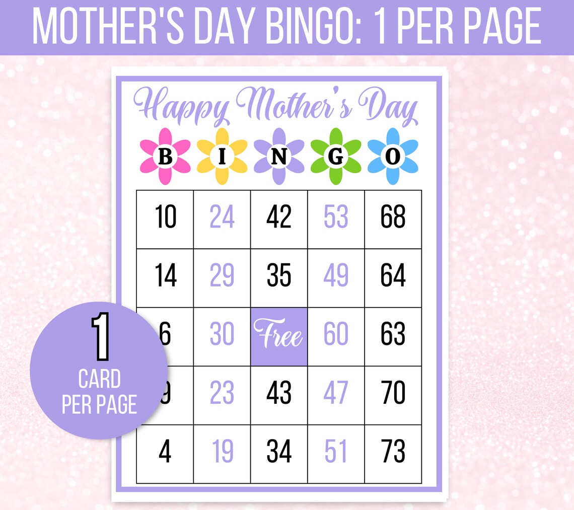 Mother's Day Bingo, 200 Mother's Day Bingo Cards, Mother's Day Activity ...
