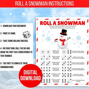 Roll a Christmas Tree Game Printable, Roll a Snowman, Roll a Dice ...