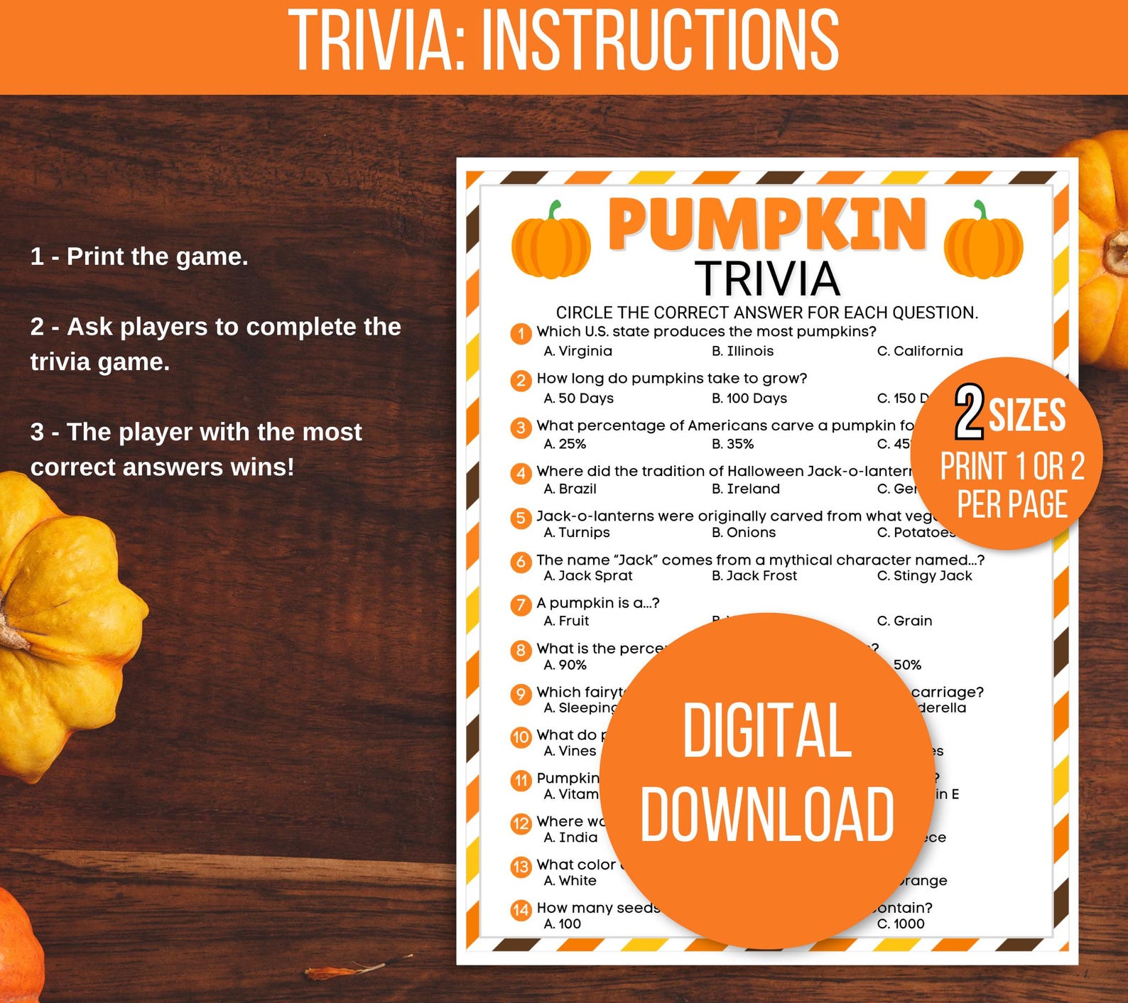 Turkey Trivia Game, Thanksgiving Party Games, Thanksgiving Trivia ...