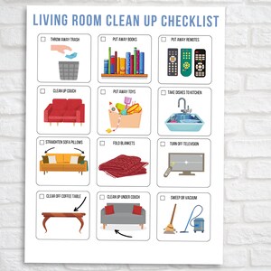 Kids Cleaning Checklist With Pictures, Kids Tidying Checklists, Kids ...