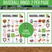 Baseball Bingo, 30 Unique Printable Baseball Bingo Cards, Baseball ...
