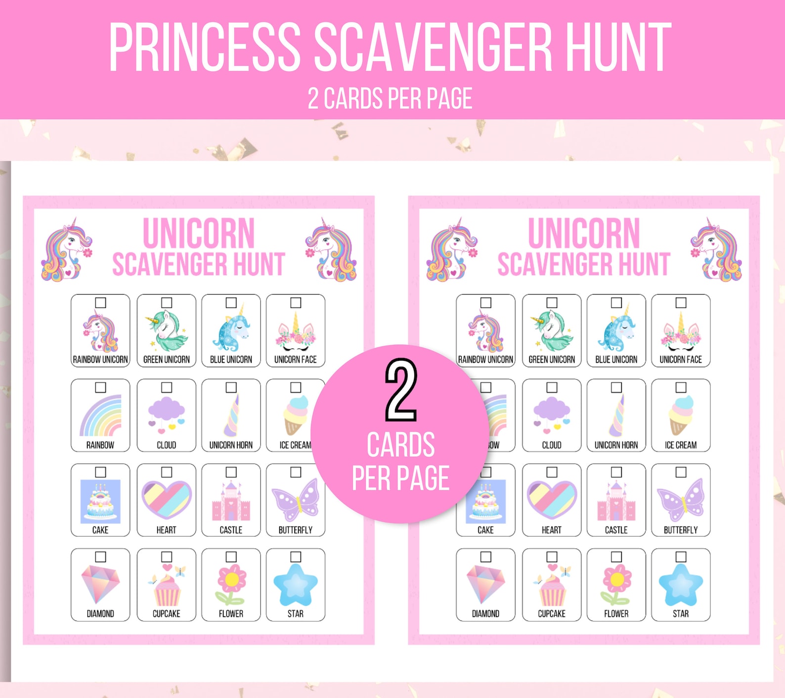 Unicorn Scavenger Hunt, Printable Unicorn Party Game, Unicorn Birthday ...