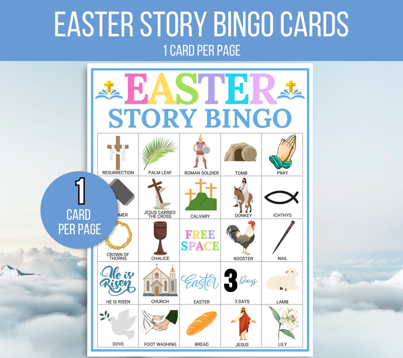 Easter Story Bingo, 50 Religious Easter Bingo Cards, Easter Bible Bingo ...