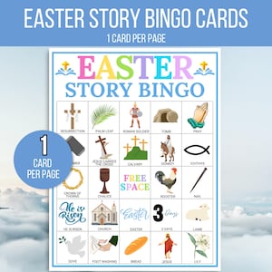Easter Story Bingo, 50 Religious Easter Bingo Cards, Easter Bible Bingo ...