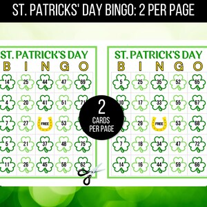 St. Patrick's Day Bingo, 100 St. Patrick's Day Bingo Cards, St. Patrick ...