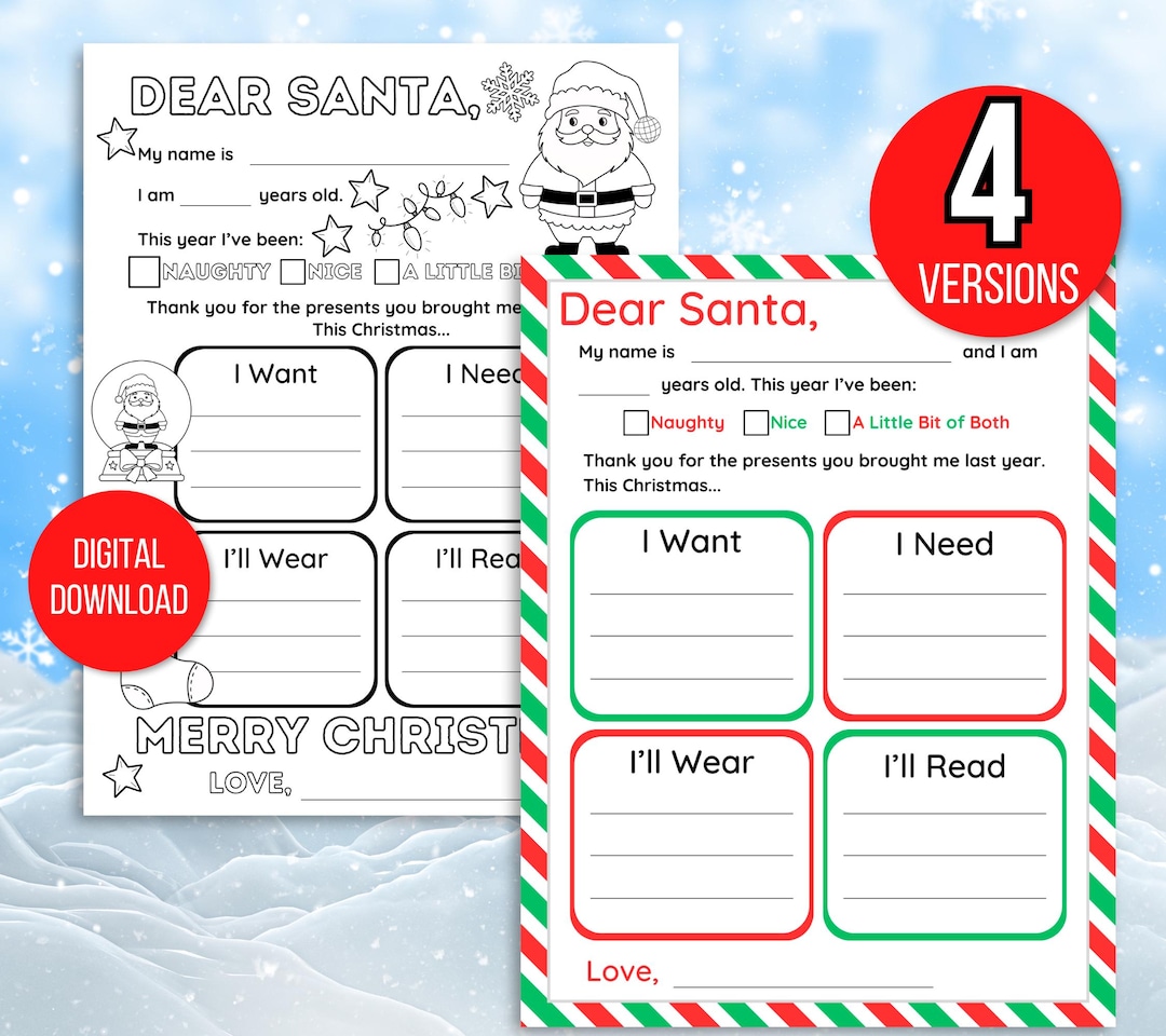 Dear Santa Letter, Christmas Wish List, Something I Want, Something I ...