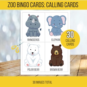 Zoo Bingo, 30 Printable Zoo Bingo Cards, Animal Bingo, Zoo Party Game ...