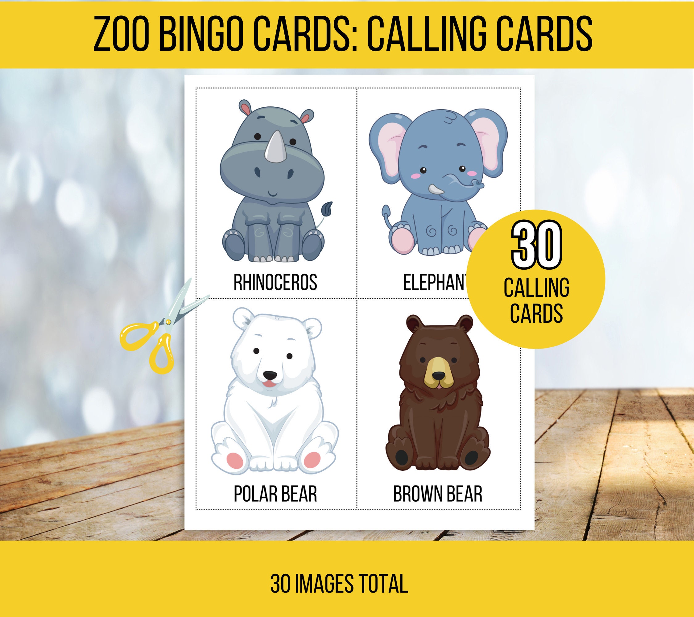 Zoo Bingo, 30 Printable Zoo Bingo Cards, Animal Bingo, Zoo Party Game ...