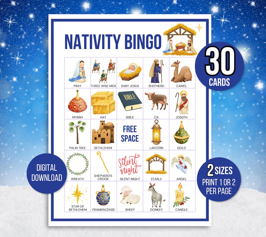 Nativity Bingo, 30 Nativity Bingo Cards, Christmas Bingo, Christmas ...