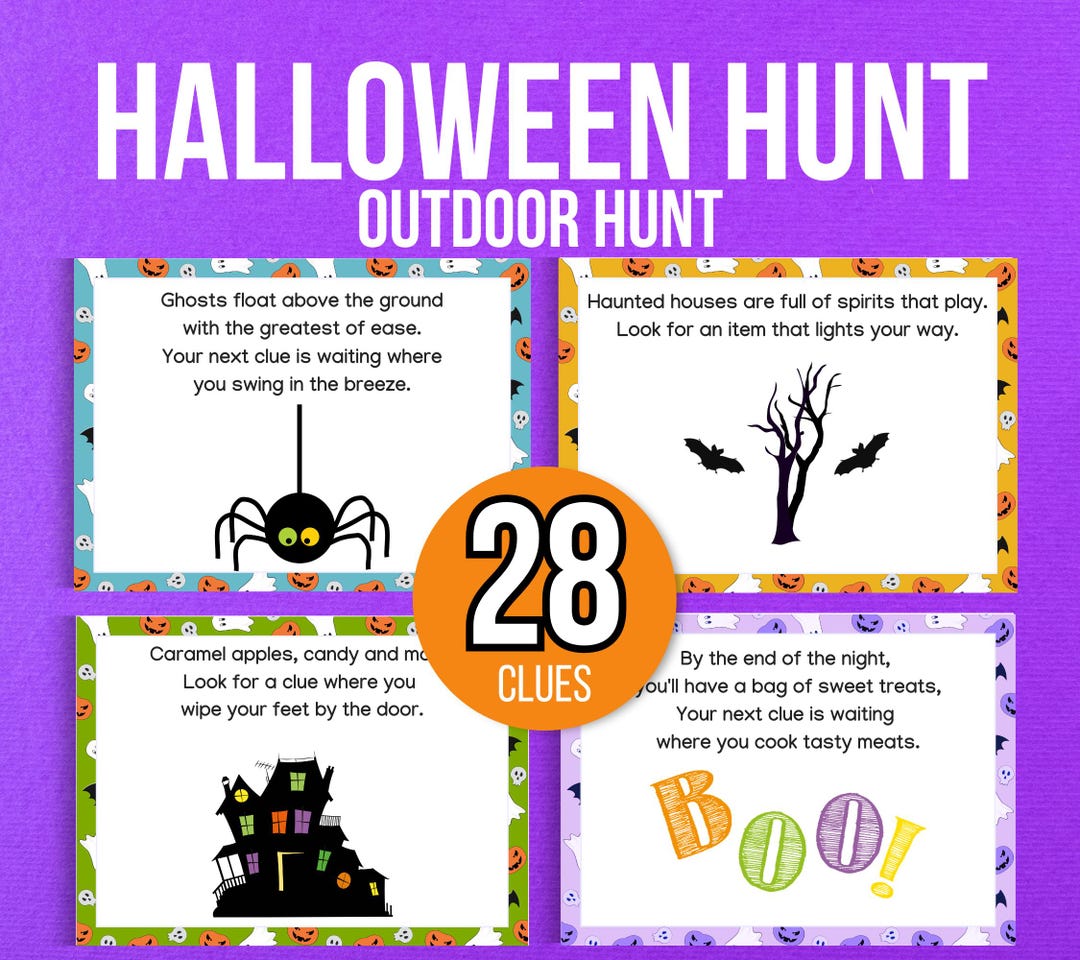 Outdoor Halloween Treasure Hunt, Outdoor Halloween Scavenger Hunt, 28 ...