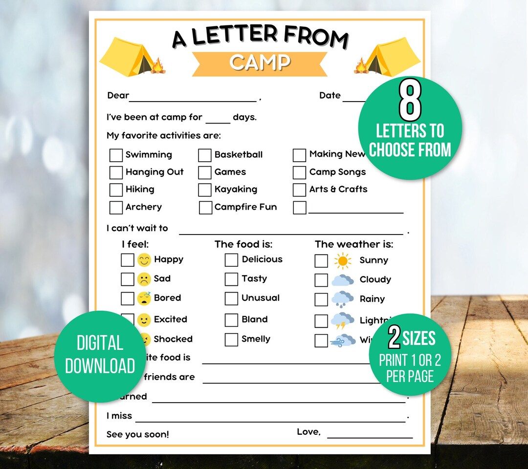 Letters From Camp, Summer Camp Letter, Printable Letter From Camp ...
