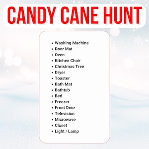 Candy Cane Treasure Hunt, Indoor Candy Cane Scavenger Hunt, 40 Treasure ...