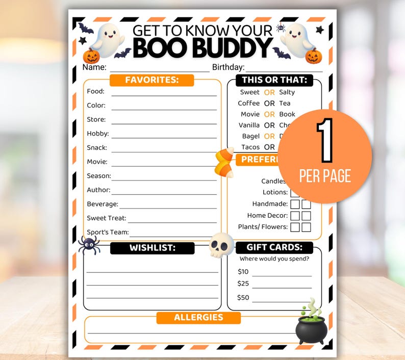 Halloween Boo Buddy Questionnaire, Boo Buddies Printable, Printable Boo ...