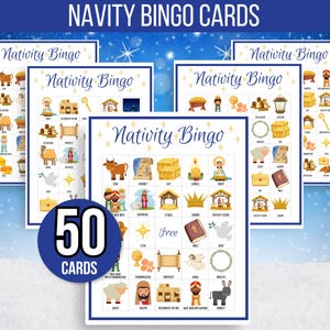 Nativity Bingo, 50 Nativity Bingo Cards, Christmas Bingo, Christmas ...