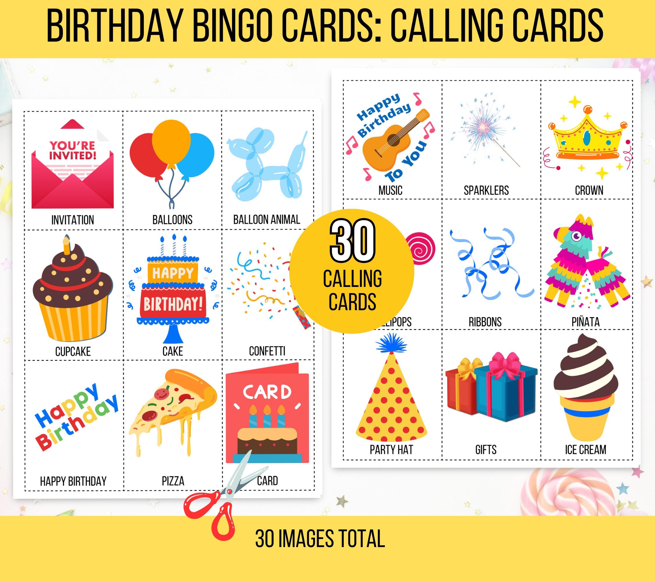Birthday Bingo, 30 Birthday Party Bingo Cards, Birthday Game, Happy ...