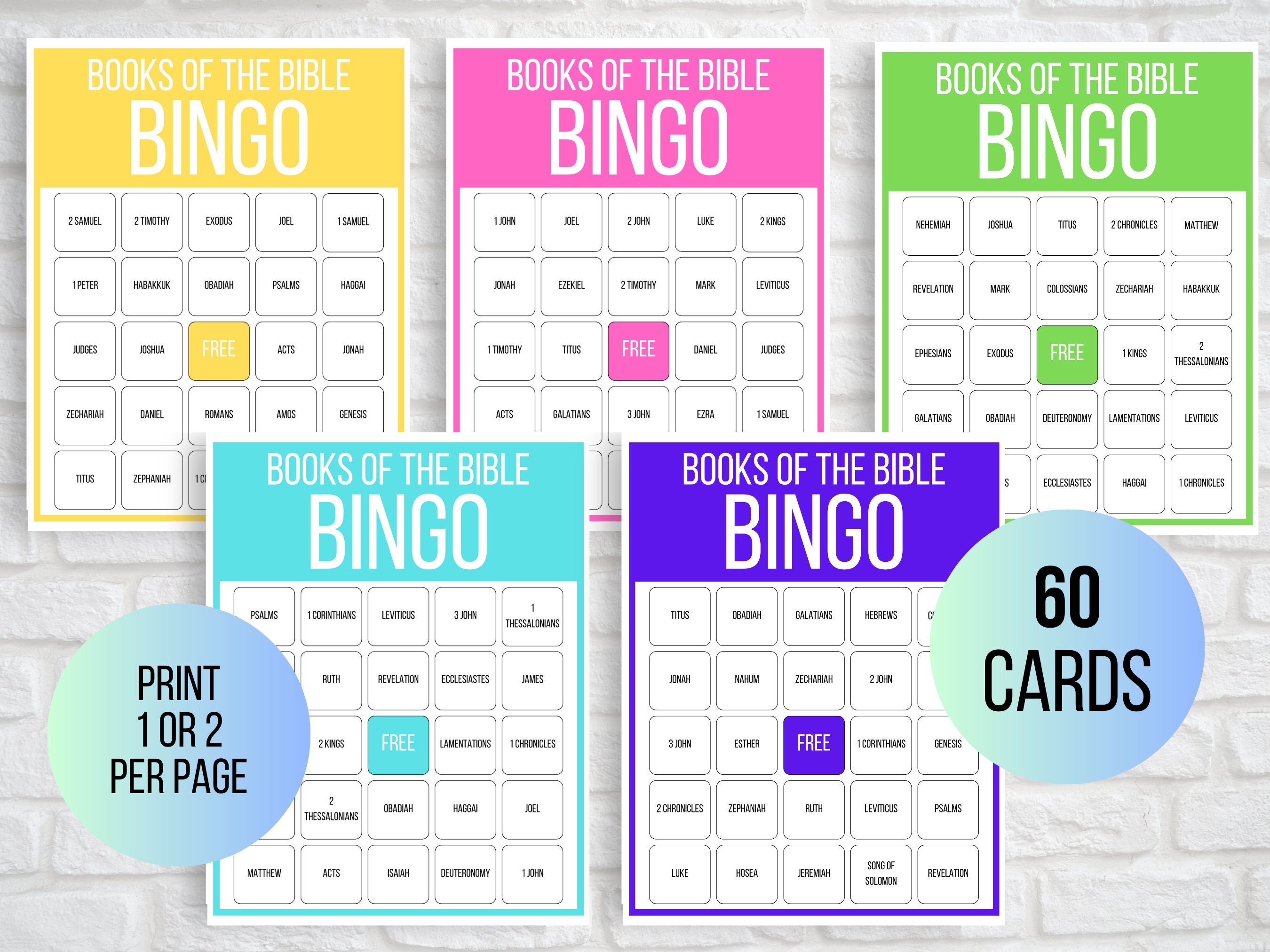 Books of the Bible Bingo Bible Bingo 60 Bible Bingo Cards - Etsy UK