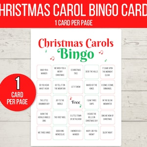 Christmas Carol Bingo, 50 Printable Christmas Carol Bingo Cards ...