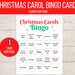 Christmas Carol Bingo, 50 Printable Christmas Carol Bingo Cards ...