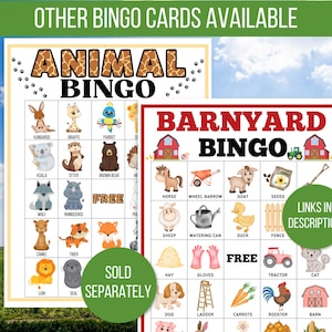 Farm Bingo, 30 Printable Farm Bingo Cards, Barnyard Bingo, Barnyard ...