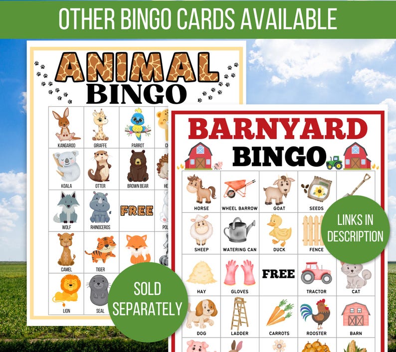 Farm Bingo, 30 Printable Farm Bingo Cards, Barnyard Bingo, Barnyard ...