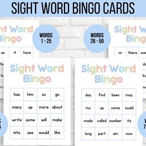Sight Words Bingo, 120 Sight Words Bingo Cards, Fry's First 100 Words ...