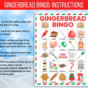 Gingerbread Bingo, 50 Gingerbread Bingo Cards, Christmas Baking Bingo ...