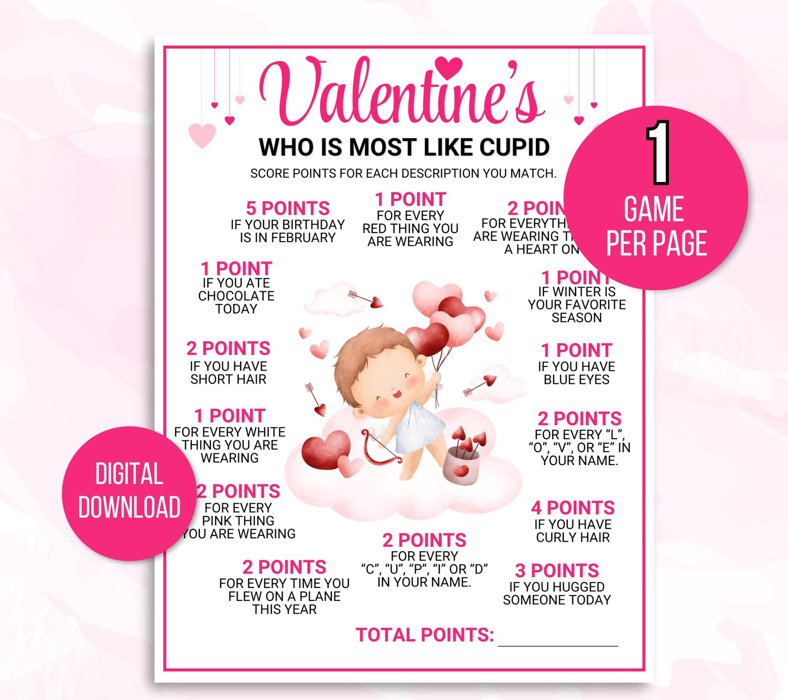 Valentines Game, Who is Most Like Cupid Game, Valentines Activity ...