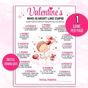 Valentines Game, Who is Most Like Cupid Game, Valentines Activity ...