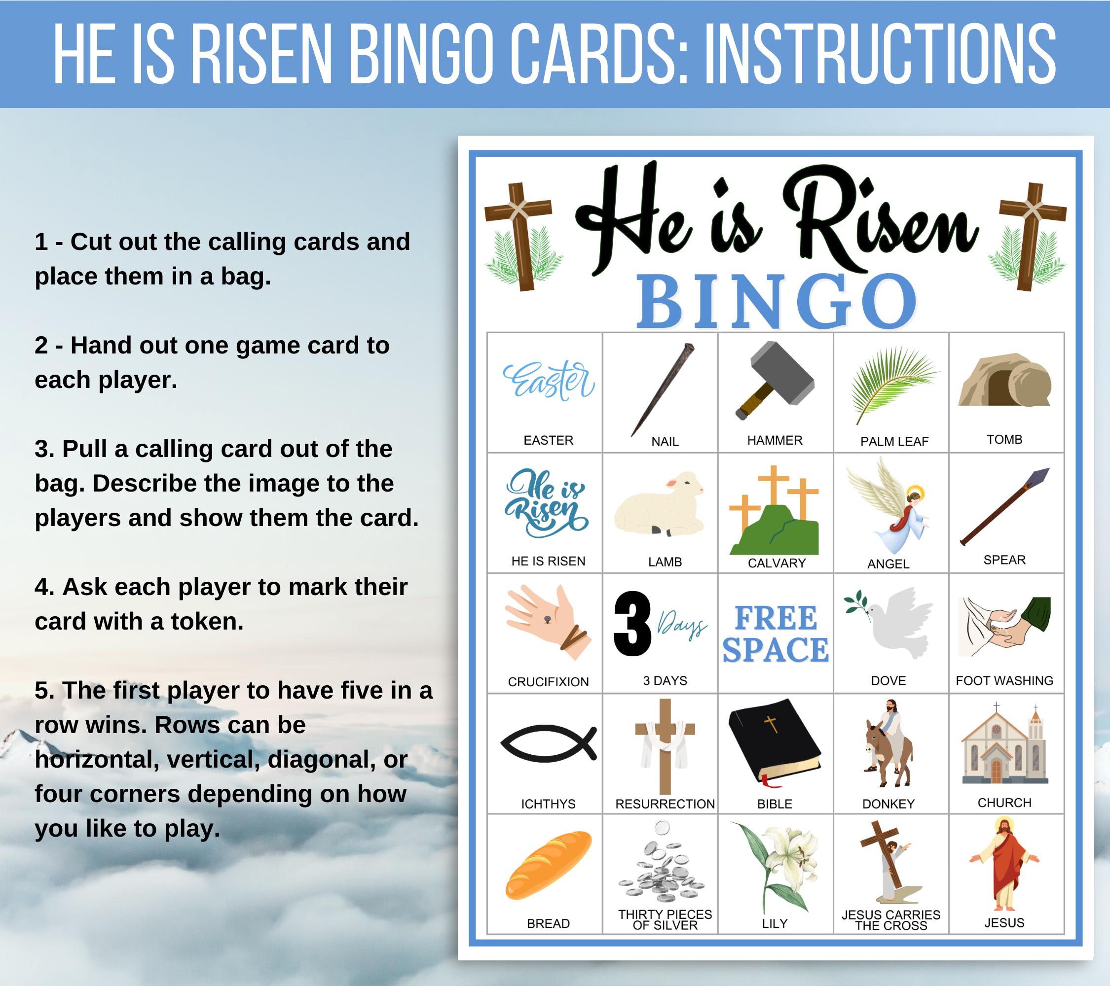 Resurrection Bingo, 50 Easter Bingo Cards, Easter Bible Bingo ...
