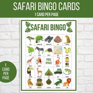 Safari Bingo 30 Printable Safari Bingo Cards Safari Party - Etsy