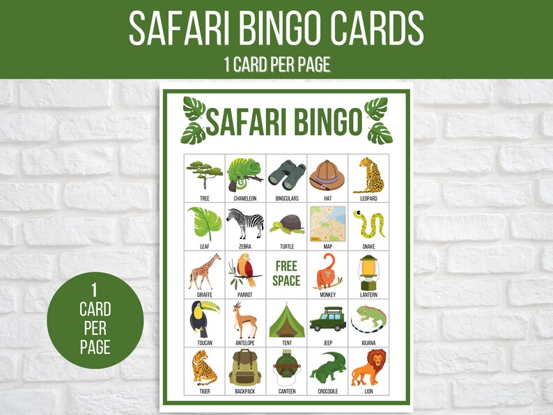 Safari Bingo 30 Printable Safari Bingo Cards Safari Party - Etsy
