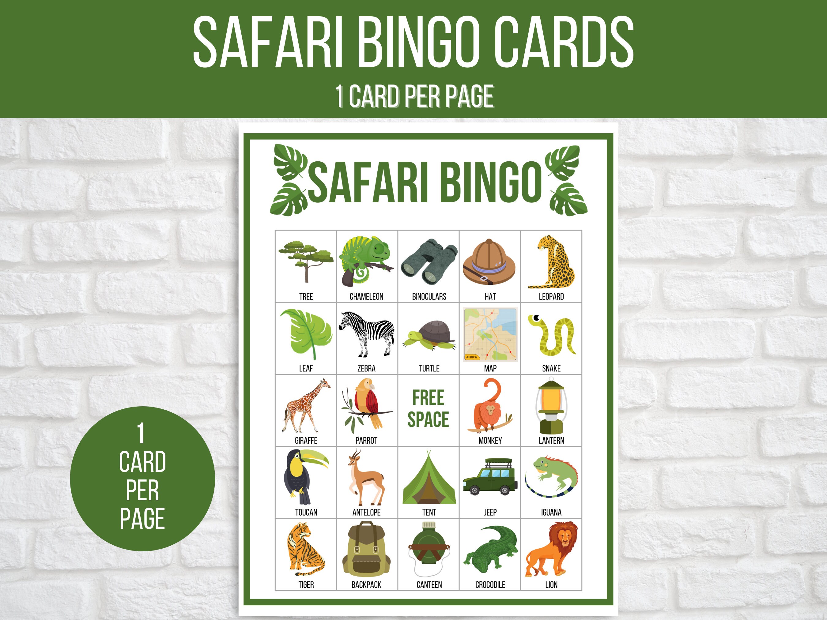Safari Bingo 30 Printable Safari Bingo Cards Safari Party - Etsy