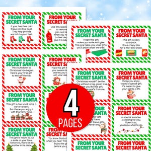 Secret Santa Gift Tags, 24 Secret Santa Tags, Secret Santa Co-worker ...