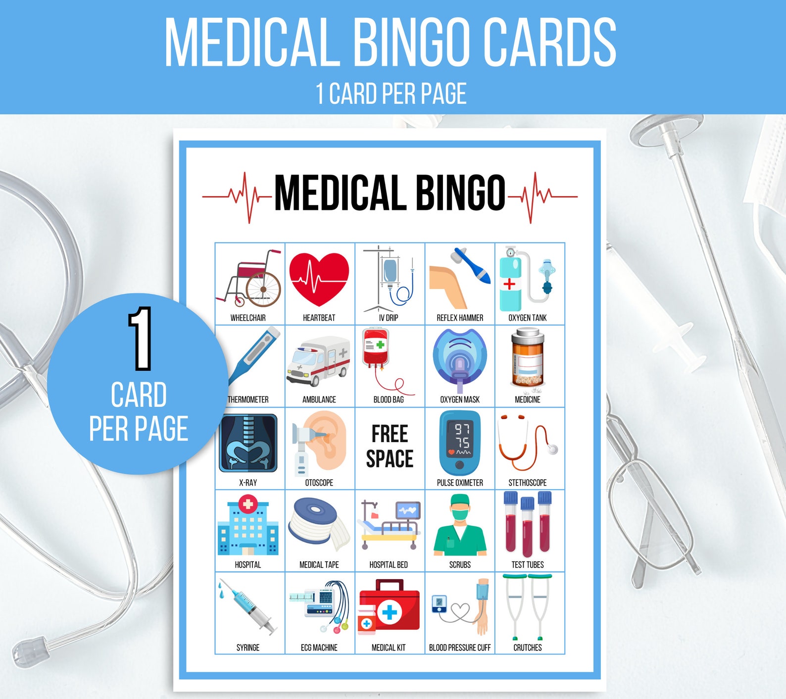 Medical Bingo, 30 Printable Medical Bingo Cards, Doctor Bingo, Nurse ...