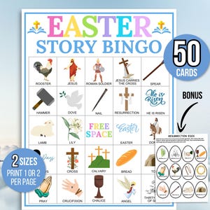 Easter Story Bingo, 50 Religious Easter Bingo Cards, Easter Bible Bingo ...