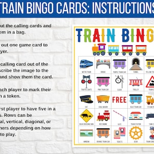 Train Bingo, 30 Printable Train Bingo Cards, Train Travel Bingo, Train ...