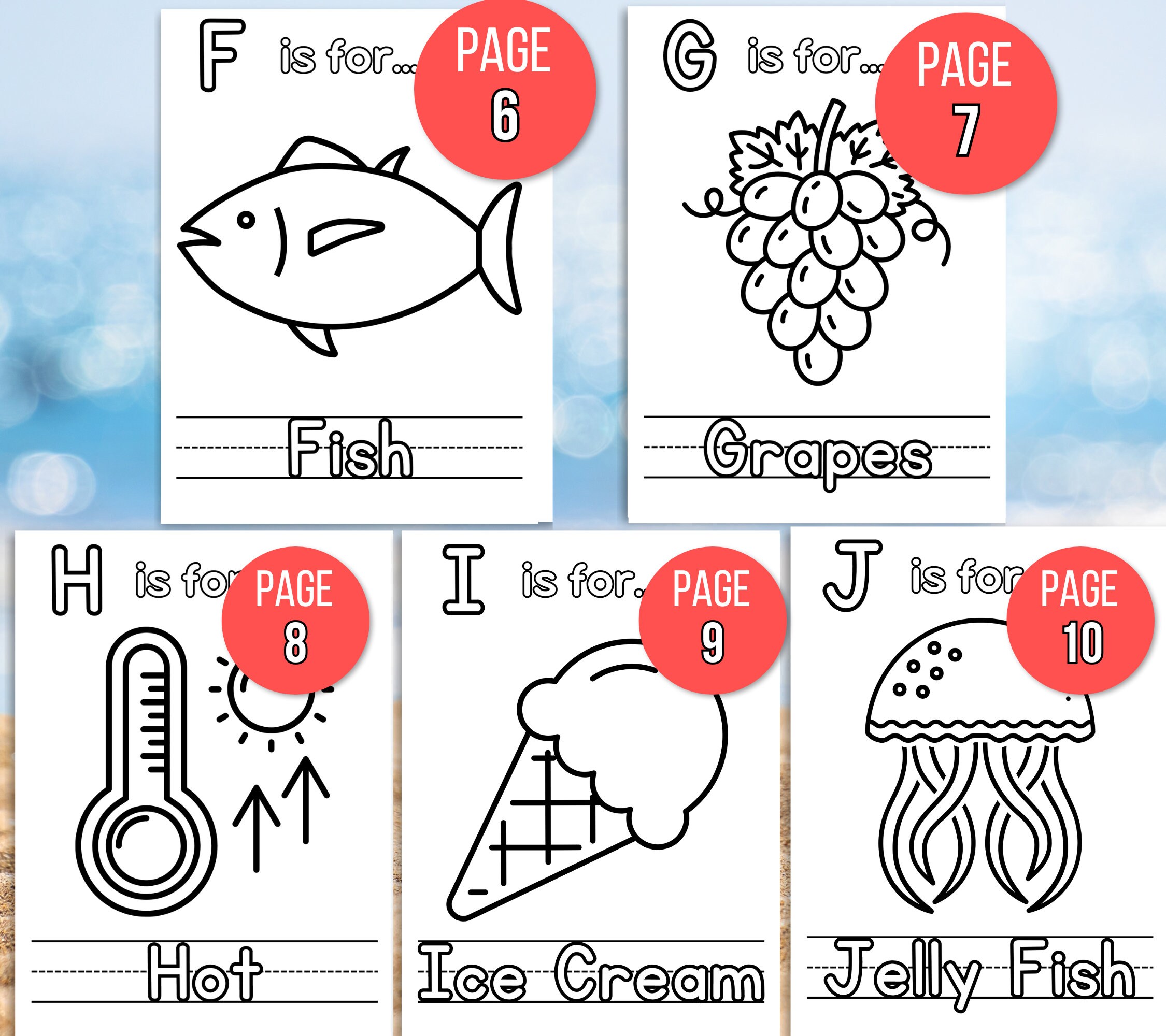 ABC Summer Coloring Book, ABC Coloring Activity, ABC Coloring Book ...