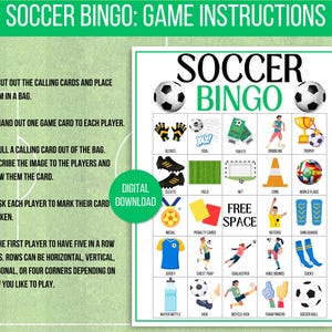 Soccer Bingo, 30 Soccer Bingo Cards, Soccer Game, Soccer Activity, Kid ...