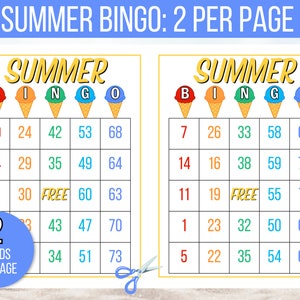 Summer Bingo, 50 Summer Bingo Cards, Summer Party Bingo, Summer Game ...