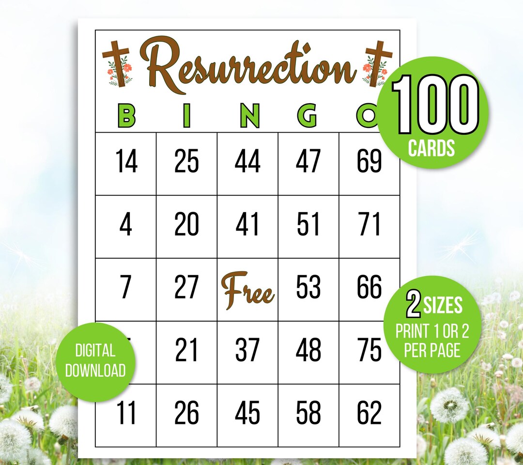 Resurrection Bingo, 100 Easter Bingo Cards, Easter Bible Bingo, Holy ...