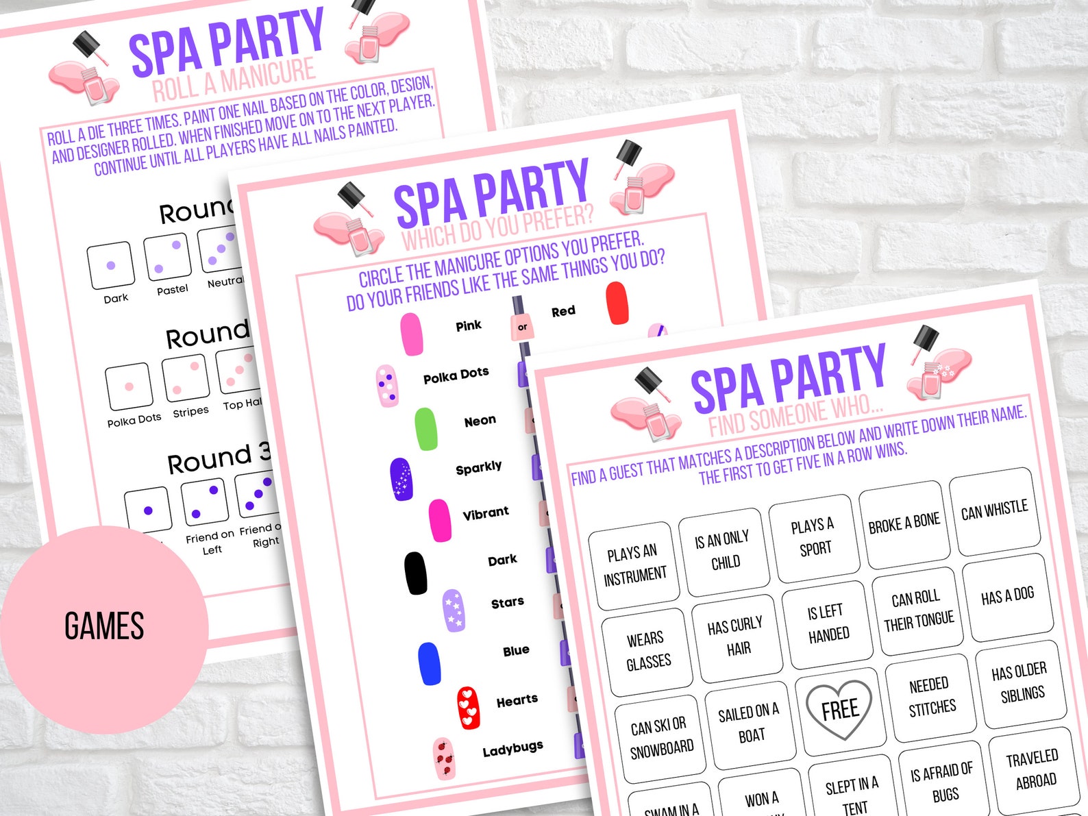 Spa Party Games Printable Spa Party Activities Girls Spa - Etsy UK