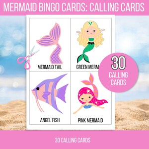 Mermaid Bingo, 30 Unique Printable Mermaid Bingo Cards, Mermaid Game ...