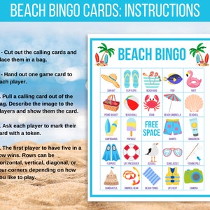 Beach Bingo, Fun in the Sun Bingo, 30 Printable Beach Bingo Cards ...