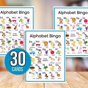 Alphabet Bingo, 30 Printable Alphabet Bingo Cards, ABC Practice, ABC ...