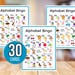 Alphabet Bingo, 30 Printable Alphabet Bingo Cards, ABC Practice, ABC ...
